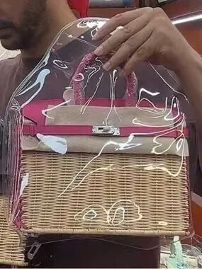 Bags | Woven Straw Pink Swift H Birkin 25 Picnic Framboise Osier Wicker ...